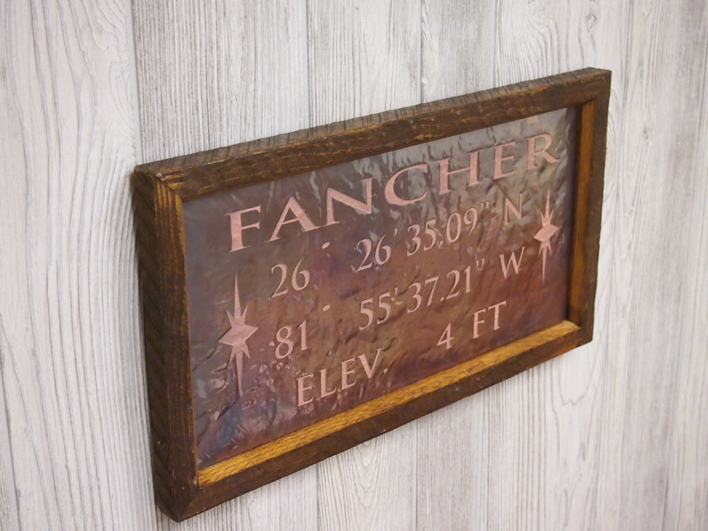 Latitude Longitude Copper Sign (9" x 17") – Hewn & Forged